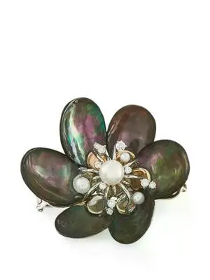 SEAMAN SCHEPPS Pearl And Diamond Brooch - Silver