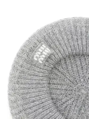 Miu Miu Logo-embroidered Ribbed-knit Beret