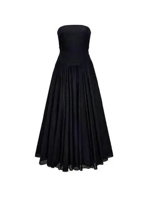 Another Tomorrow Gingham-check Strapless Dress