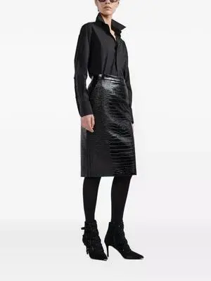 Barbara Bui Croc-embossed Pencil Skirt