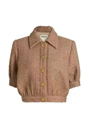 L'Agence Tweed Cropped Jacket - Brown