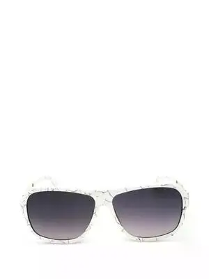 IC! BERLIN Marble Effect Pilot Frame Sunglasses - White