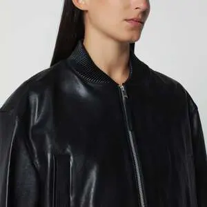 ARMA Hannah Cropped Leather Bomber Jacket
