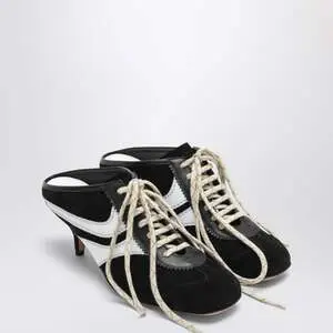 Dries Van Noten And White Suede And Leather Mules With 65mm Heel - Black