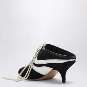 Dries Van Noten And White Suede And Leather Mules With 65mm Heel - Black