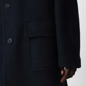 Dries Van Noten Navy Single-breasted Wool Coat