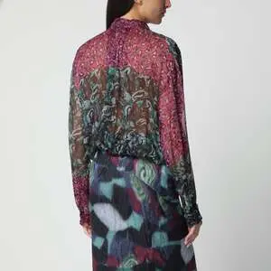 Dries Van Noten Abstract Patchwork Print Silk Blouse - Multicolor