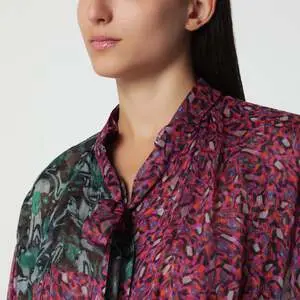 Dries Van Noten Abstract Patchwork Print Silk Blouse - Multicolor