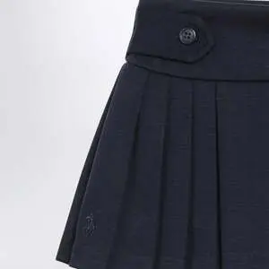 Polo Ralph Lauren Navy Pleated Skirt With Buttoned Waistband And Integrated Shorts