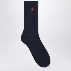 Polo Ralph Lauren Navy/red Cotton-blend Logo Socks - Blue