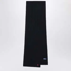 Polo Ralph Lauren Navy Cable-knit Wool And Cashmere Scarf - Blue