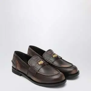 Miu Miu Vintage-effect Leather Loafers - Brown