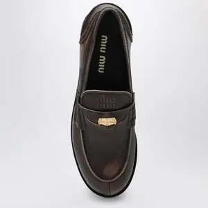 Miu Miu Vintage-effect Leather Loafers - Brown
