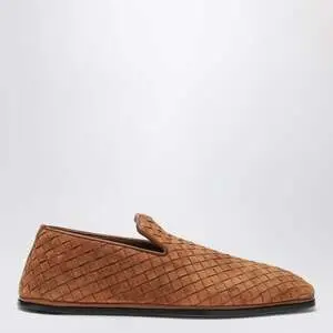Bottega Veneta Light Intrecciato Suede Palazzo Slippers - Brown
