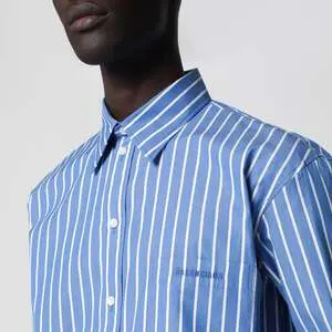 Balenciaga Striped Cotton Shirt - Light Blue