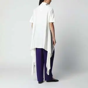 Alaïa Asymmetric Viscose Cady Top In Cream - White