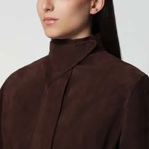 Alaïa Peplum Suede Jacket In Chocolate Goat Leather