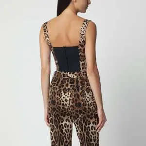 Dolce & Gabbana Leopard-print Cotton Bustier Top
