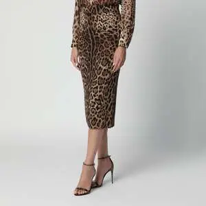 Dolce & Gabbana Leopard Print Cady Pencil Skirt