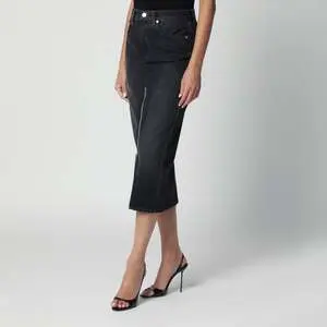 HAIKURE Washed Denim Skirt With Front Zip