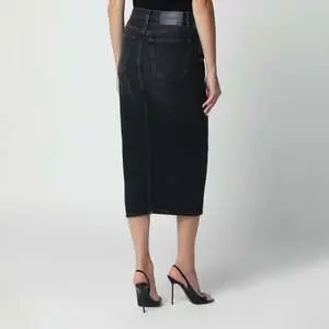 HAIKURE Washed Denim Skirt With Front Zip