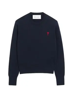 AMI Paris De Coeur Wool Crewneck Sweater - Blue