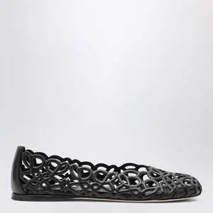 Loewe Petal Anagram Ballet Flats In Leather - Black