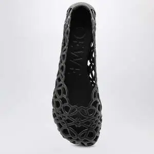 Loewe Petal Anagram Ballet Flats In Leather - Black