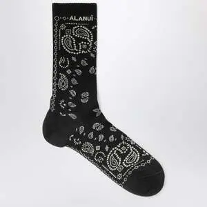 Alanui Cotton-blend Bandana-pattern Socks - Black