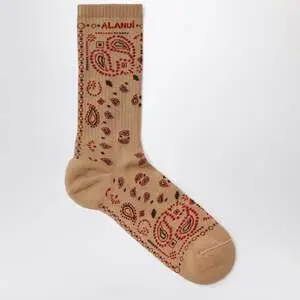 Alanui Cotton-blend Bandana-pattern Socks - Beige