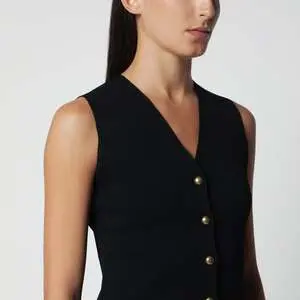 Max Mara Viscose Crepe Yarn Gilet - Black