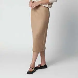 Max Mara Camel Brushed Pencil Skirt
