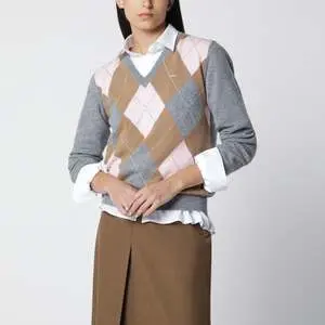 Prada Cashmere Argyle Sweater - Grey