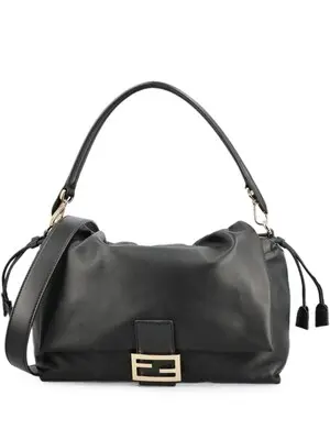 Fendi Baguette Large Leather Shoulder Bag - Black