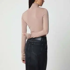Andamane Blush Turtleneck Bodysuit In Stretch Jersey