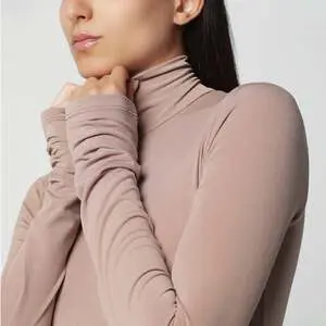 Andamane Blush Turtleneck Bodysuit In Stretch Jersey