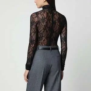Andamane Floral Lace Turtleneck Bodysuit
