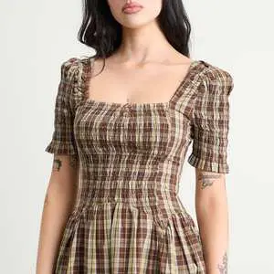 DAMSON MADDER Emmy Shirred Midi Dress