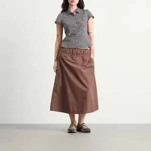 DAMSON MADDER Caspia Volume Midi Skirt - Choc