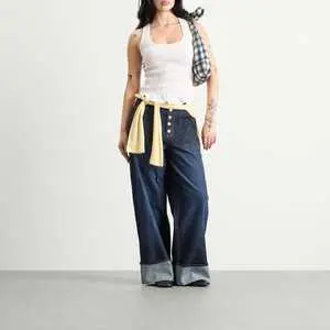 DAMSON MADDER Gigi Baggy Wide Turn Jeans - Indigo
