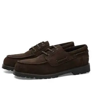 Studio Nicholson Guston Lace-up Boat Shoe In Suede - Caffe