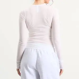 SKIMS Sheer Cotton Long Sleeve Tee - Snow