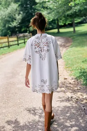 Free People Magic Cotton Eyelet T-shirt Dress