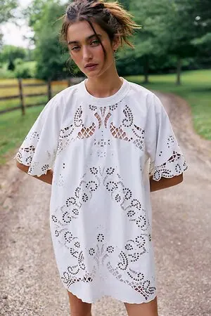 Free People Magic Cotton Eyelet T-shirt Dress