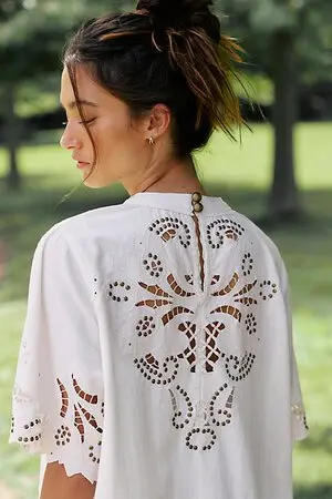 Free People Magic Cotton Eyelet T-shirt Dress