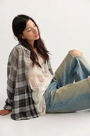 We The Free Lexi Plaid Button-down Top - Forest Green