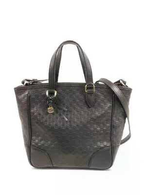 Gucci 2-way Leather Tote Bag With Microguccissima Pattern - Black