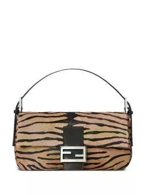 Fendi Baguette Tiger-print Shoulder Bag - Neutrals