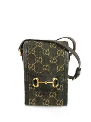 Gucci Mini Horsebit 1955 Gg Shoulder Bag - Black