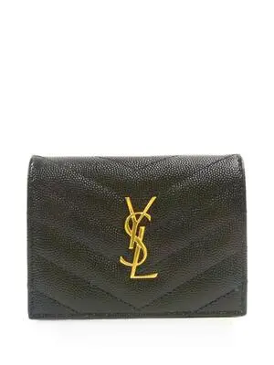 Saint Laurent Cassandre Matelassé Card Case Wallet - Black